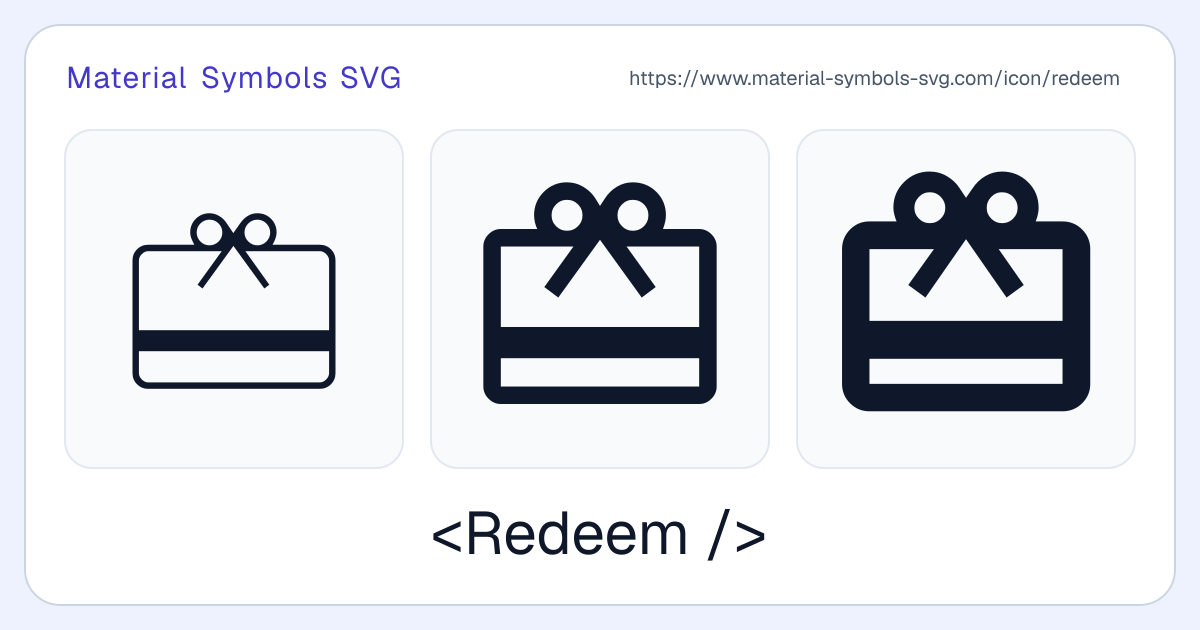 Redeem Icon - Material Symbols SVG