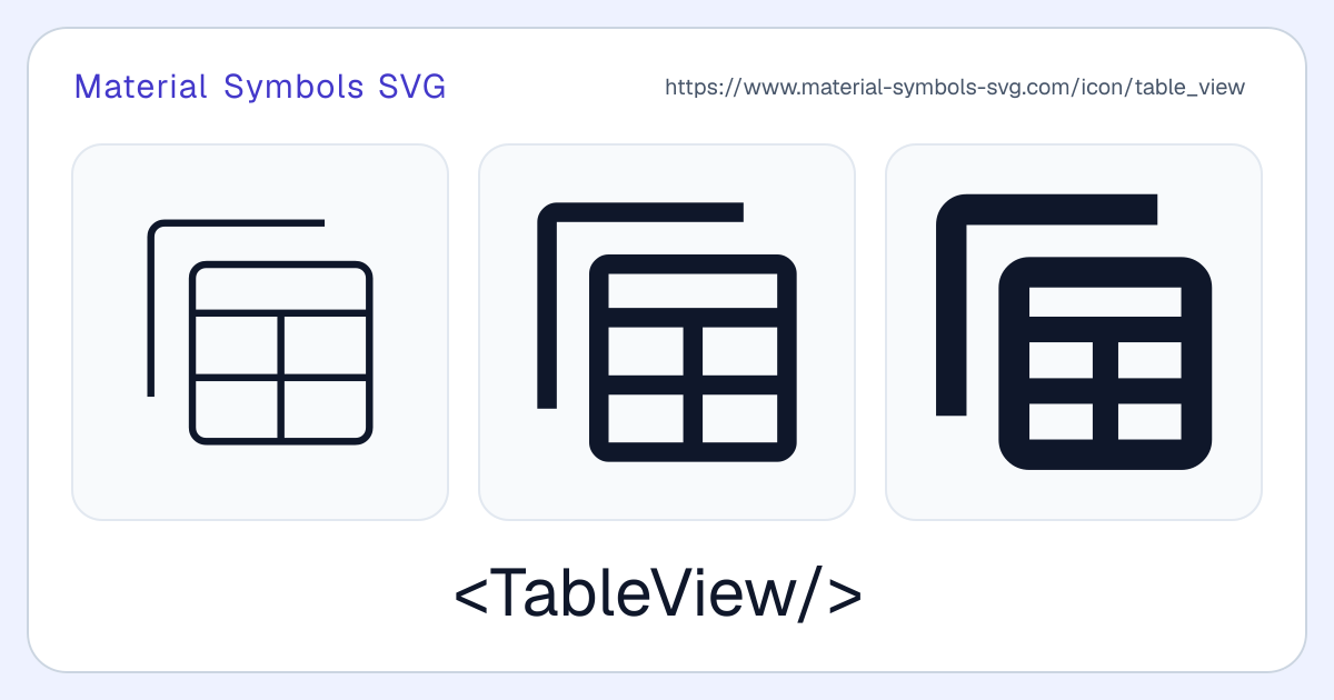 Table View Icon - Material Symbols SVG